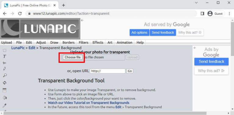 LunaPic Transparent Review: Make Transparent BG Easily